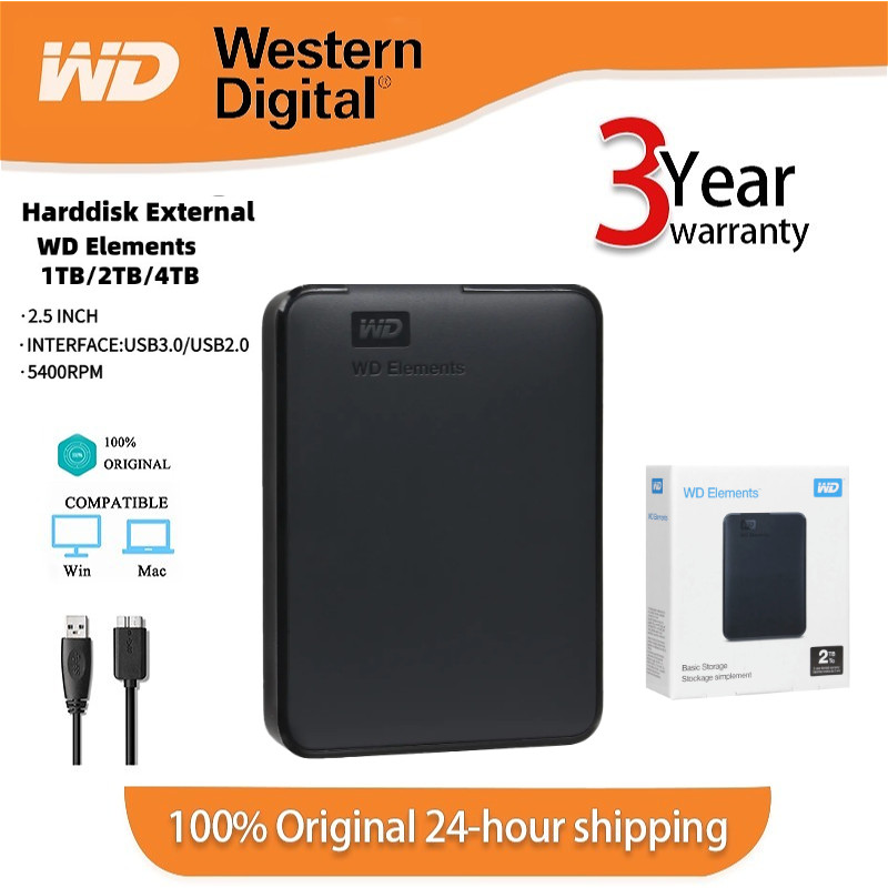 Elements HDD 2.5'' Portable hard drives 1TB/2TB/4TB USB3.0 External ...