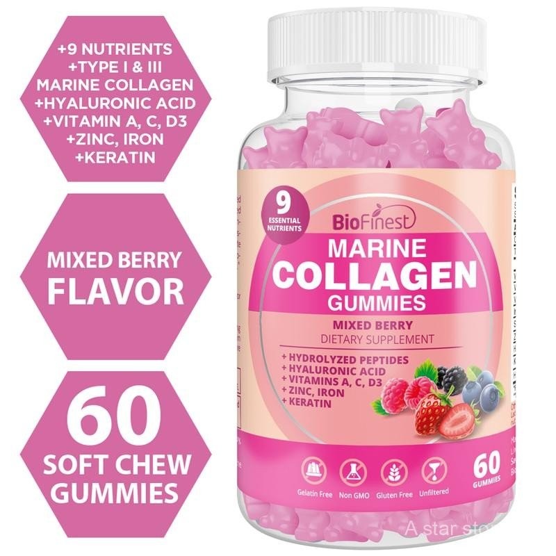 Biofinest Marine Collagen Gummy Supplement - Peptides Hyaluronic Acid ...