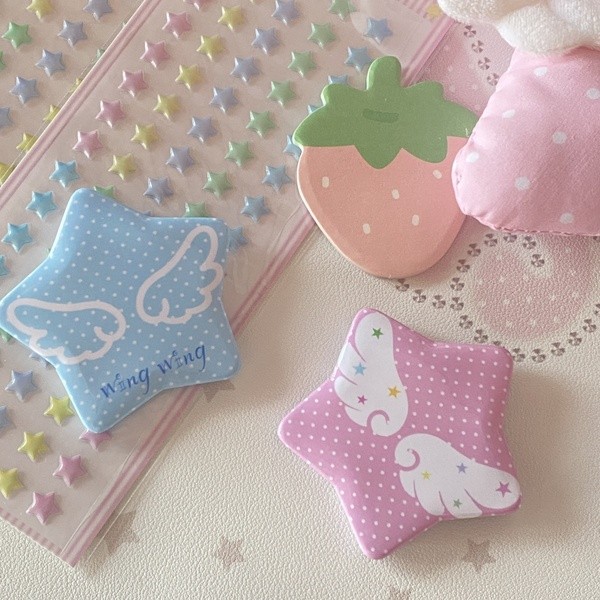 Pentagram blue pink polka dot wing badge Wish bag decoration brooch ...