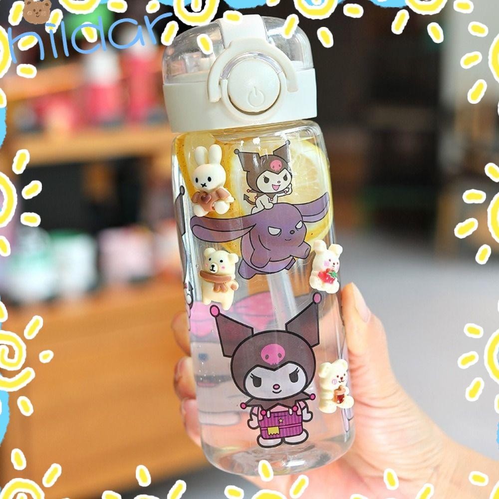 HILDAR Straw Cup, Cute Cartoon Sanrio Stickers Water Cup, Portable ...