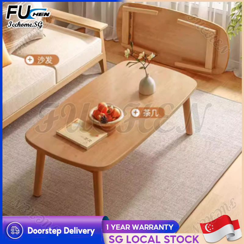 FUCHEN Foldable Coffee Table Small Living Room Household Solid Wood ...