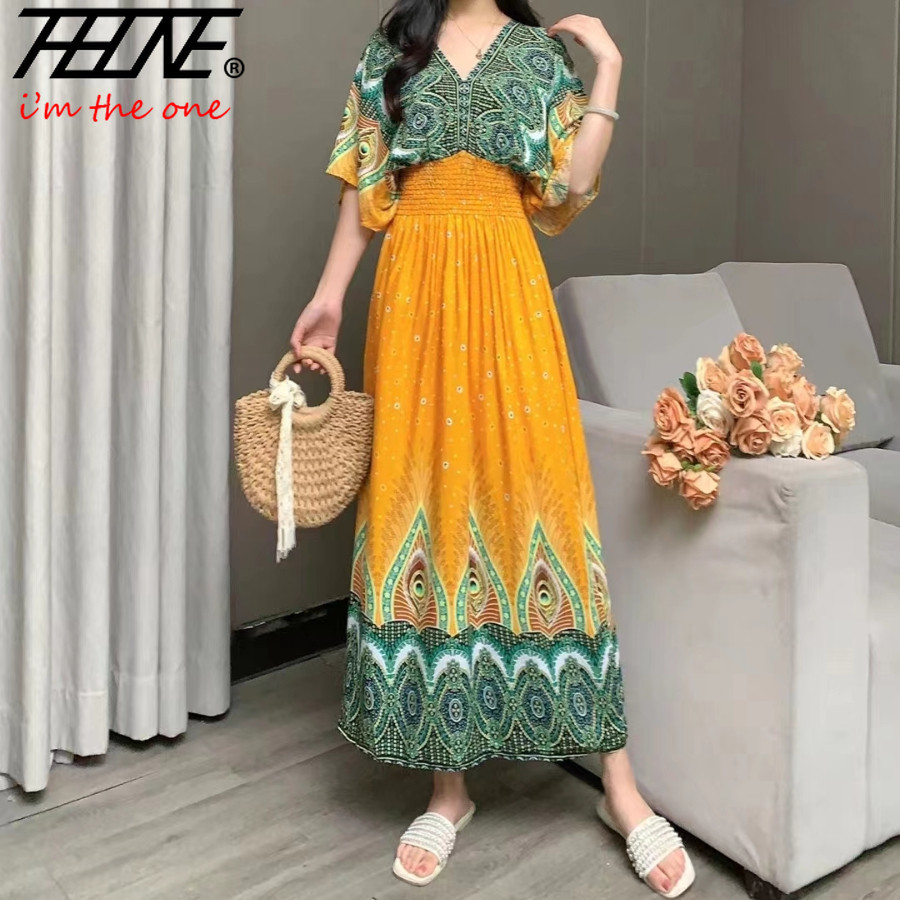 THHONE Ethnic Bali Dress for Beach Women Clothing Summer Cotton ...