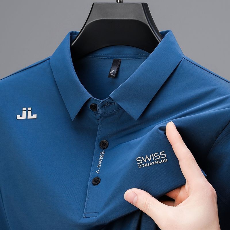 Special Offer Men's Ice Silk Short-Sleeved T-Shirt Lapel Breathable ...