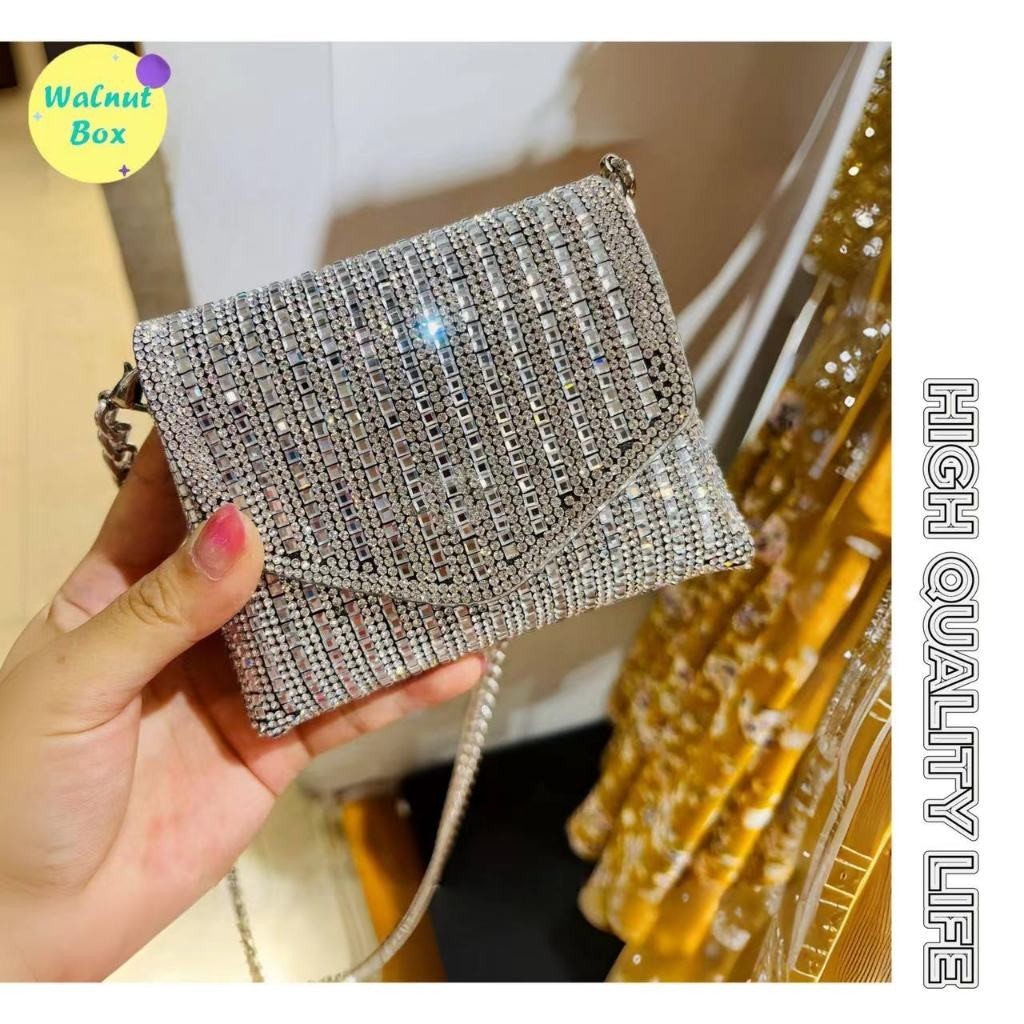 Messenger Bag Mini Bag 2024 Trendy Chain Super Flashing Full Rhinestone ...