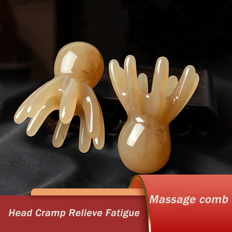 Resin Octopus Massage Comb Head Meridian Scraping Scalp Massage Brush ...