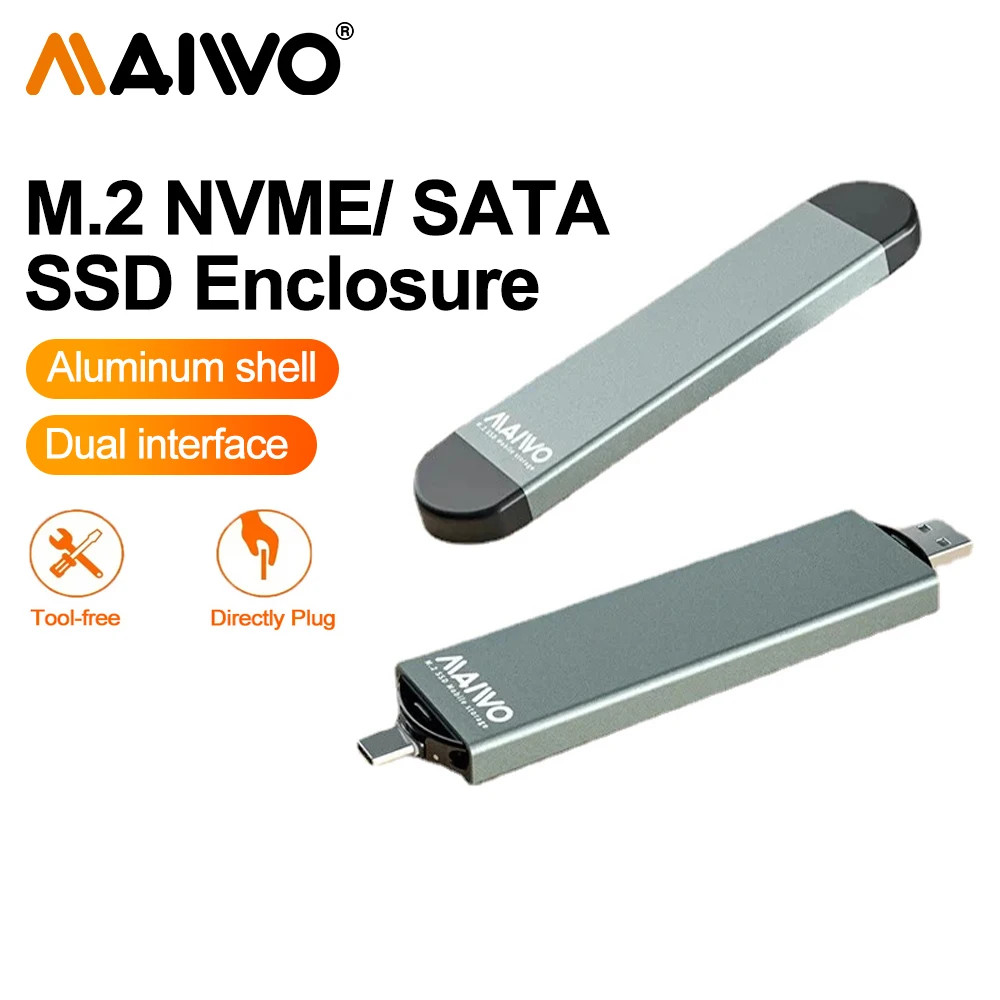 MAIWO M.2 NVMe & SATA SSD Enclosure Reader Adapter 10Gbps USB C 3.2 ...