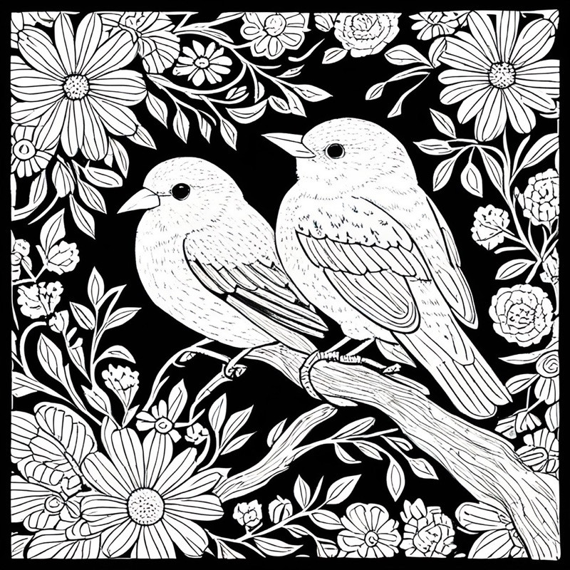 Birds (Adult Coloring Pages) - Set of 40 A4 A5 Coloring Pages for Wax ...