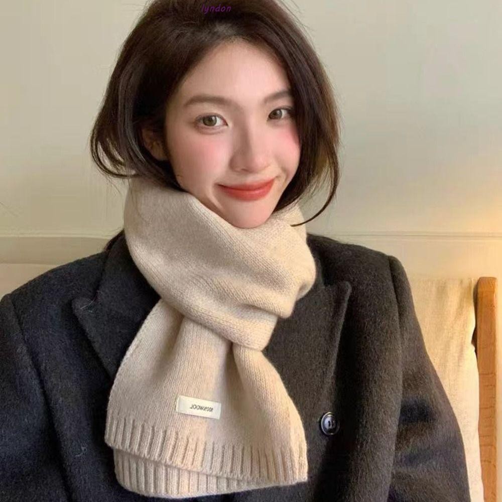 LYNDON Solid Color Scarf, Korean Style Soft Warm Winter Knitting Scarf ...