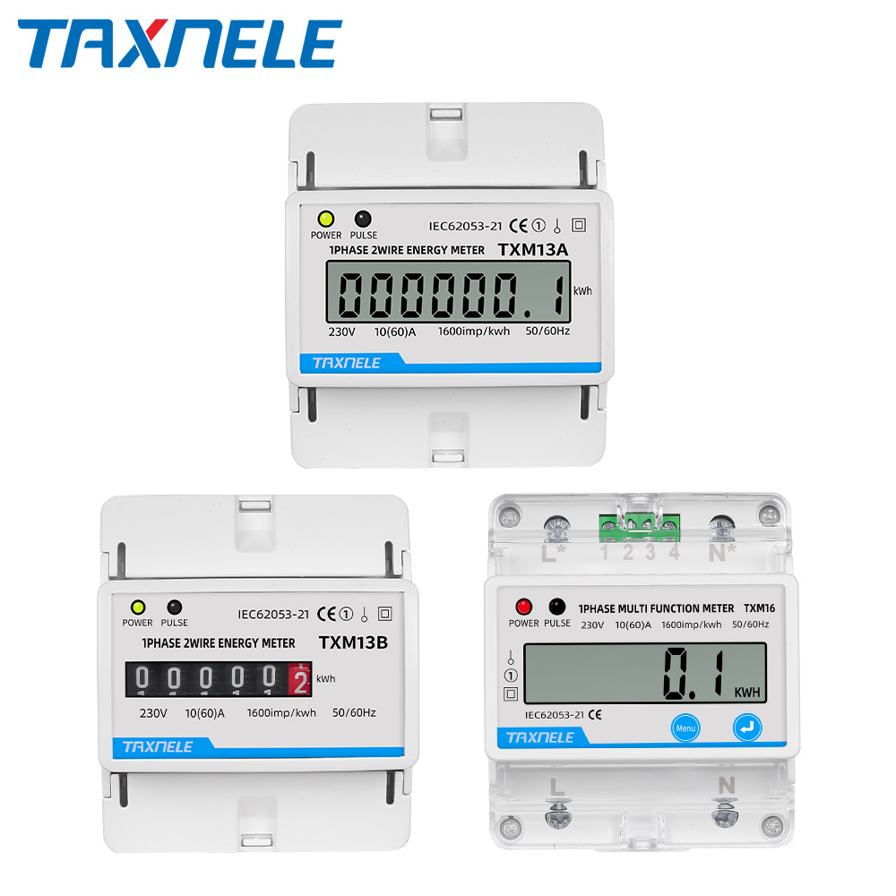 Din Rail Digital Power Energy Meter Single Phase 2 Wire kWh AC 230V ...