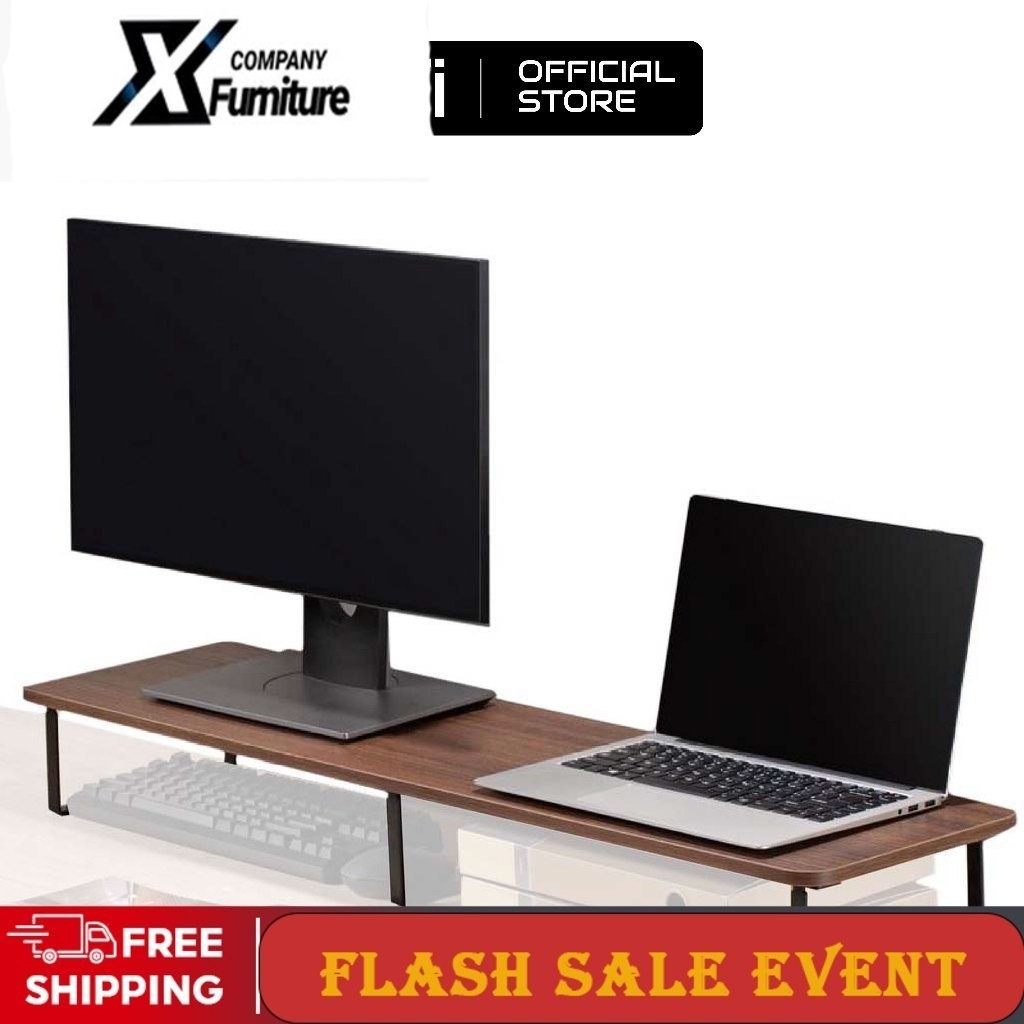 ULTi Teak Wood & Steel Monitor Riser Stand | Ergonomic Design | Walnut Desk Organizer | Elevate ...