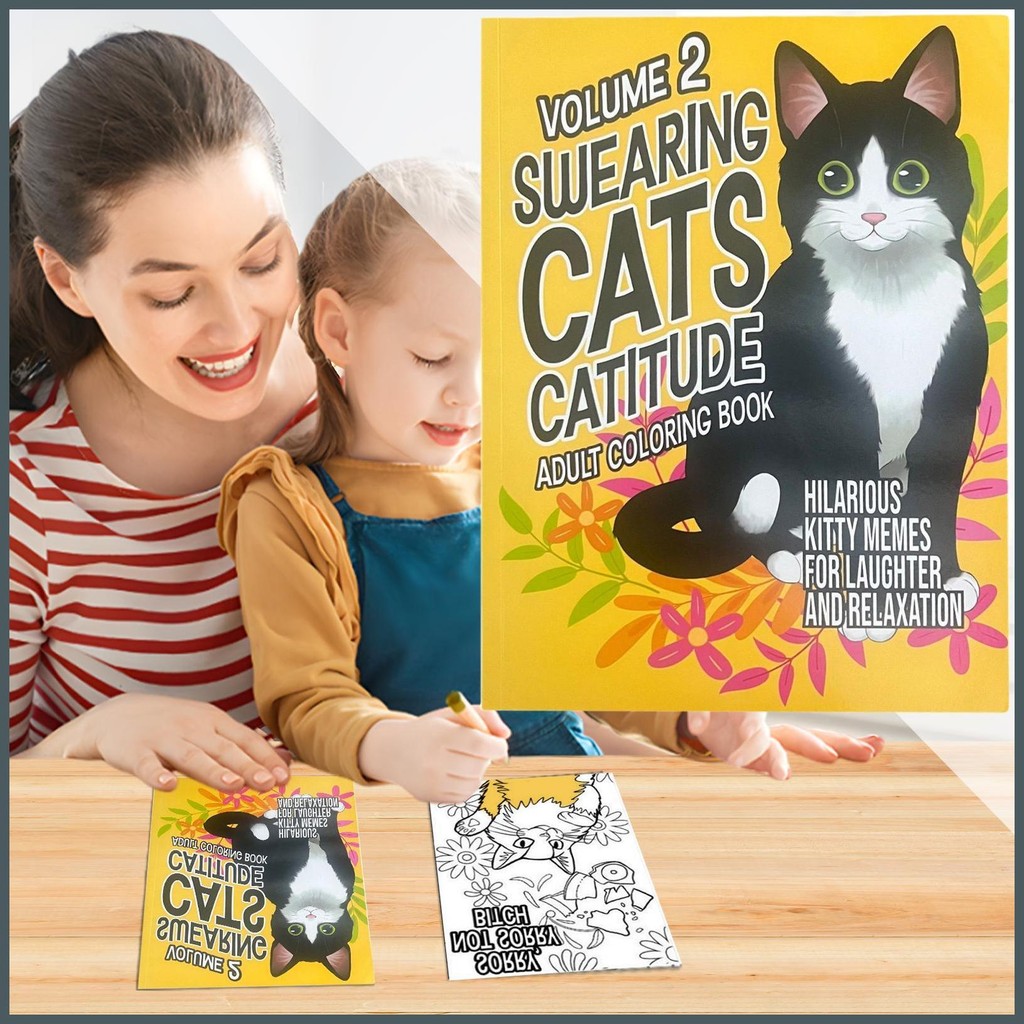 Swearing Cats Catitude Cat Coloring Book Funny Adult Coloring Women ...