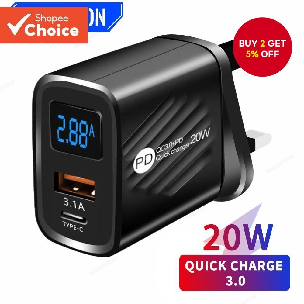 20W PD USB Charger Type C Quick Charge 3.0 Super Fast Charging with ...