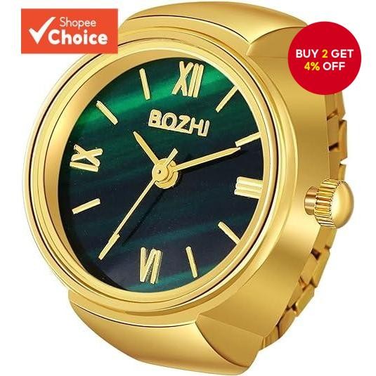 Men's and Women's Finger Watches Gold/Silver Plated Elastic watch Ring ...