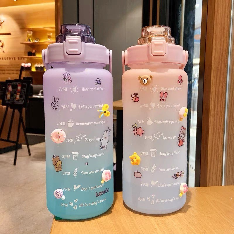 2L Water Bottle🔥Ready Stock🔥Free Stickers Large Capacity Gradient ...