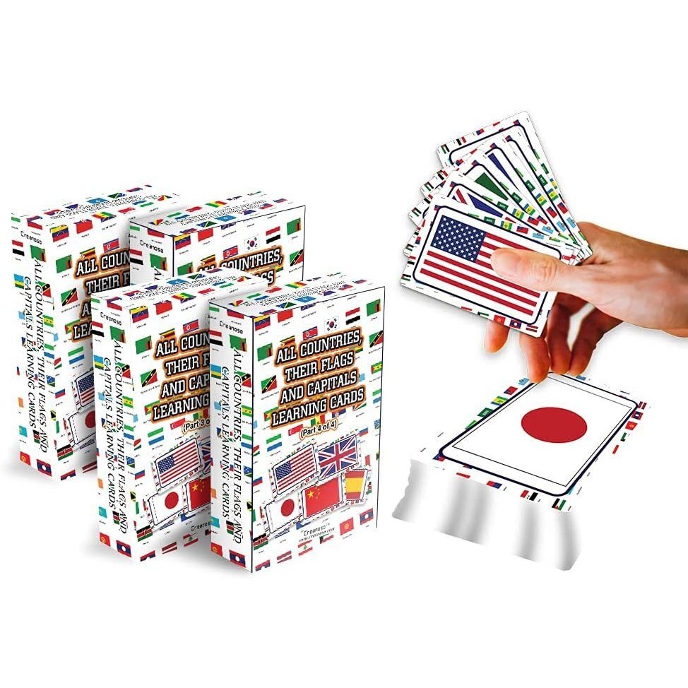 All Countries, Their Flags And Capitals Learning Cards ( 4 -Deck-Set ...