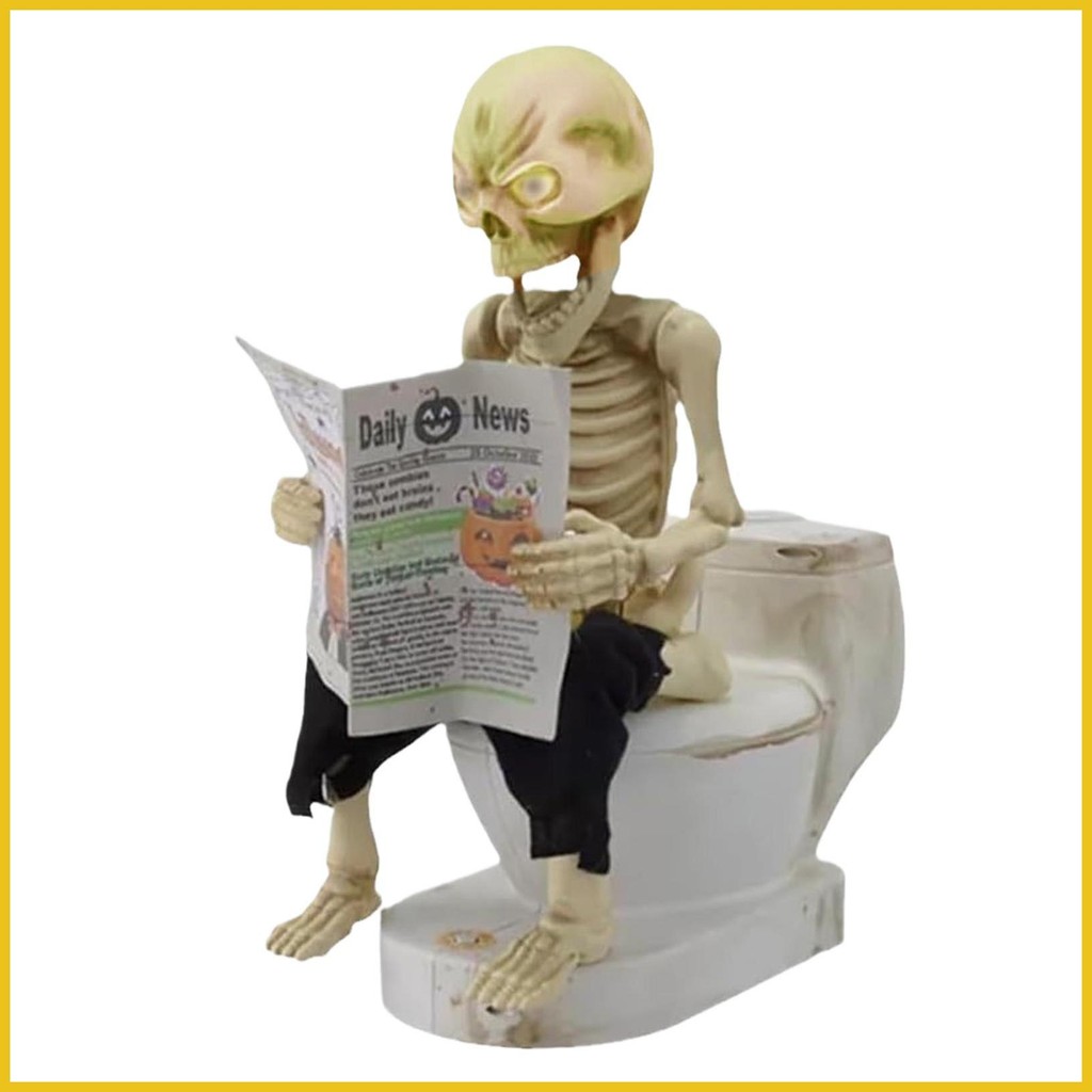 Skeleton on Toilet Figure Resin Figurine Home Decor Animated Collection ...