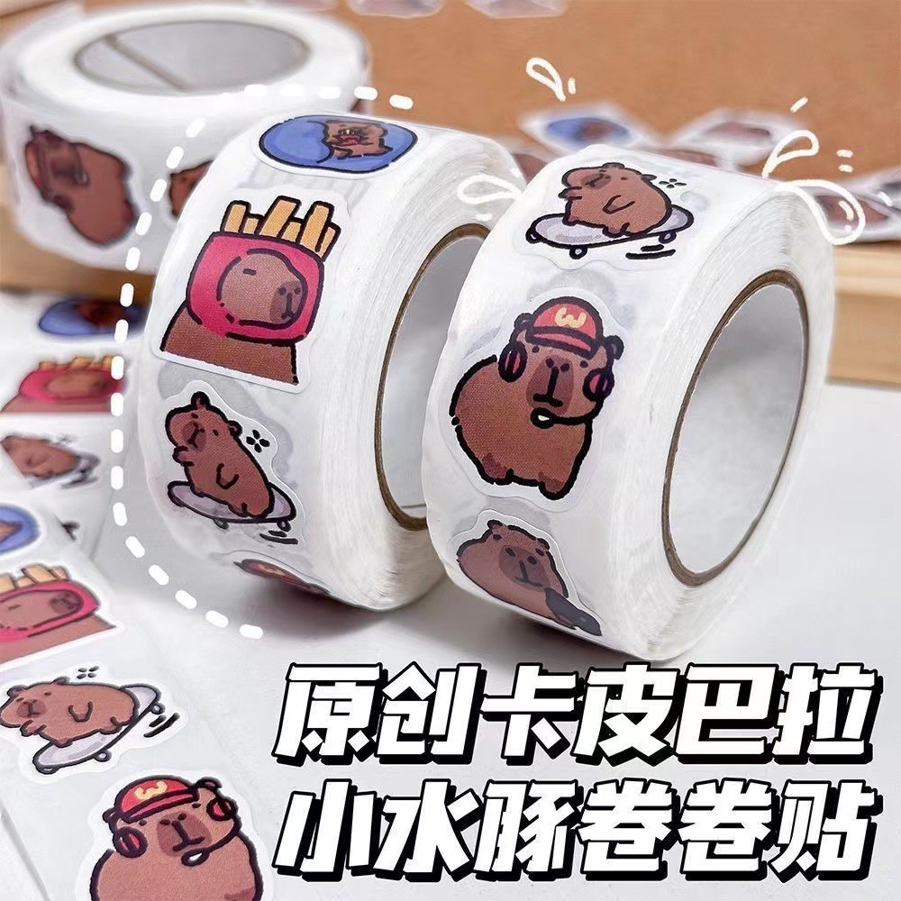 Capybara Roll Sticker Cute Capybara Handbook Envelope Sticker | Shopee ...