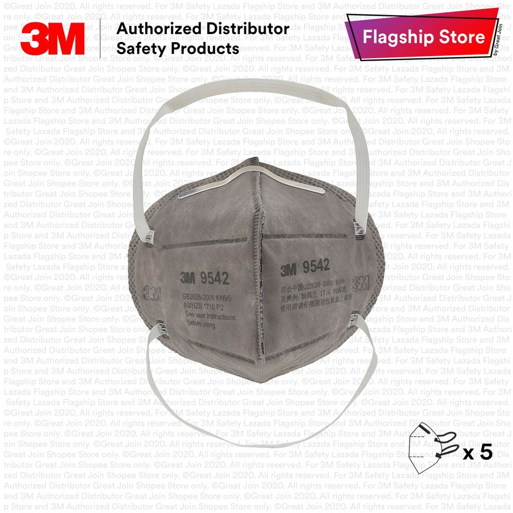 3M 9542 KN95/P2 Particulate/ Haze/ Dust/ Mist Disposable Respirator/ Organic Vapor/ Smell Relief ...