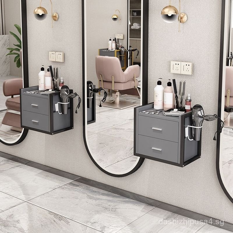 Barber Shop Tool Cabinet Hair Salon Mirror Tool Cart Wall-Mounted ...