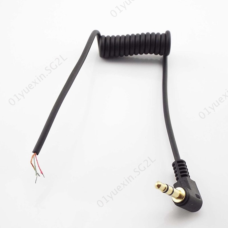 Right Angle DIY Headphone Spring Wire 3.5mm Male 3 Pole Jack Audio ...