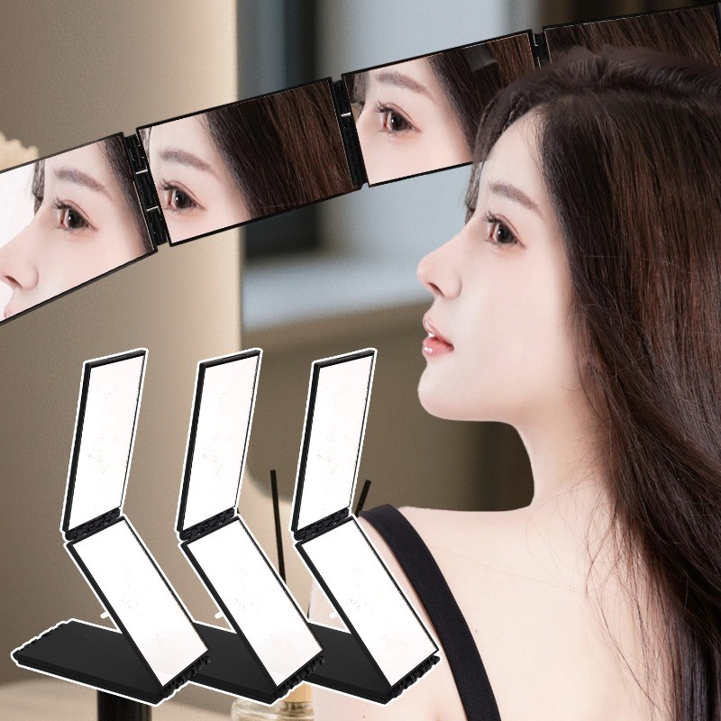 1/3Pcs 4-Way Folding Haircut Mirror - Foldable, Portable - Viewing ...