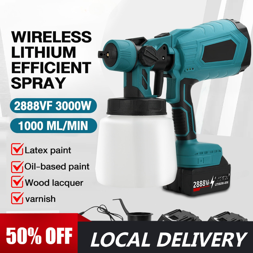 1800W 1000ML Wireless Electric Spray Gun High Power Sprayer Flow ...