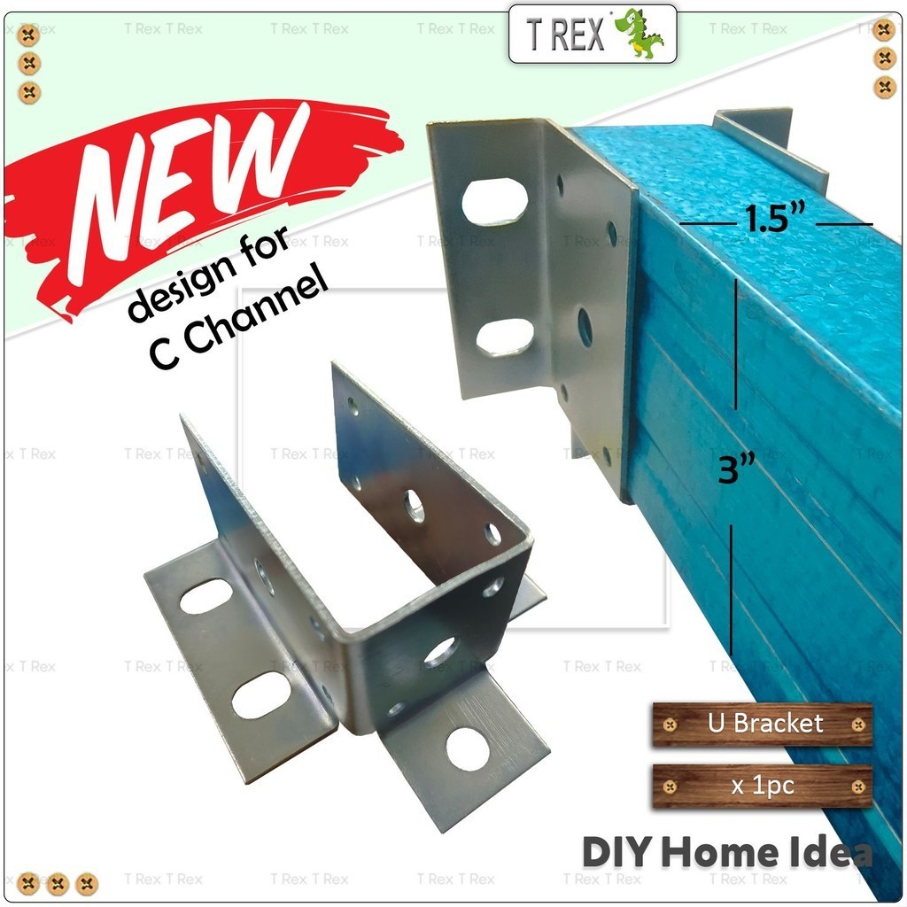 T Rex DIY C Channel Wall Mount Bracket / U Connector Bracket / Tapak ...