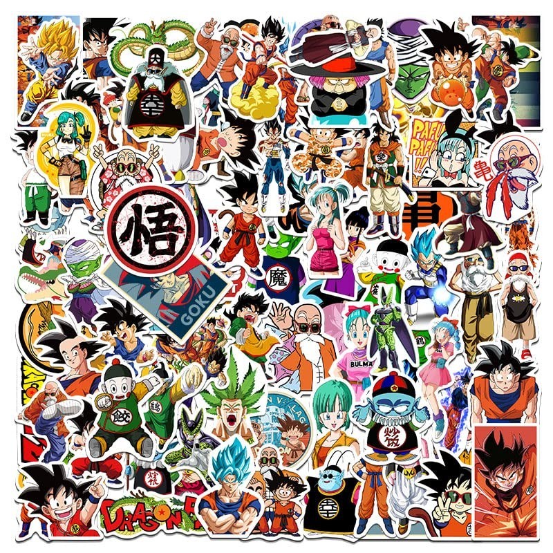 100 Pieces Dragon Ball Sticker Set Dragon Ball Waterproof Stickers ...