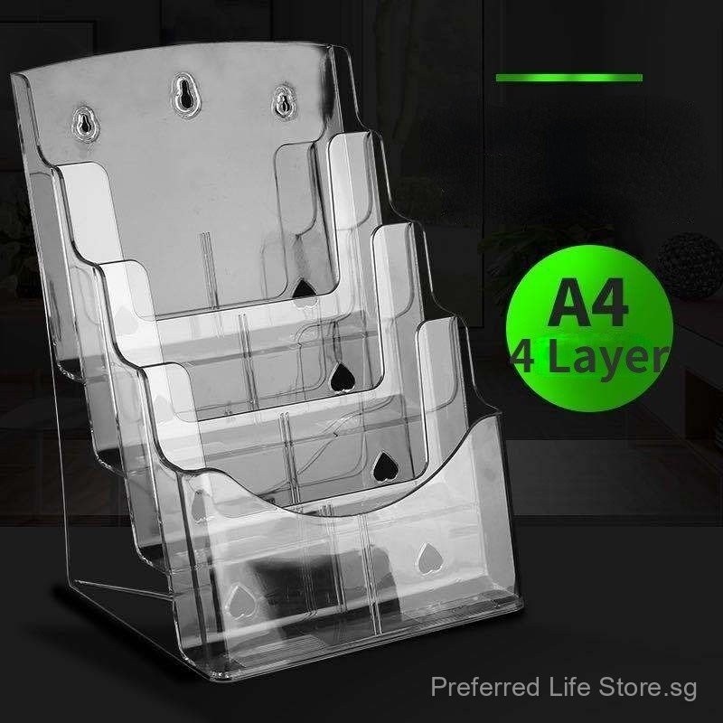 1-4 -Tier Acrylic Display Stand A4 Brochure Paper Menu Holder for Table ...