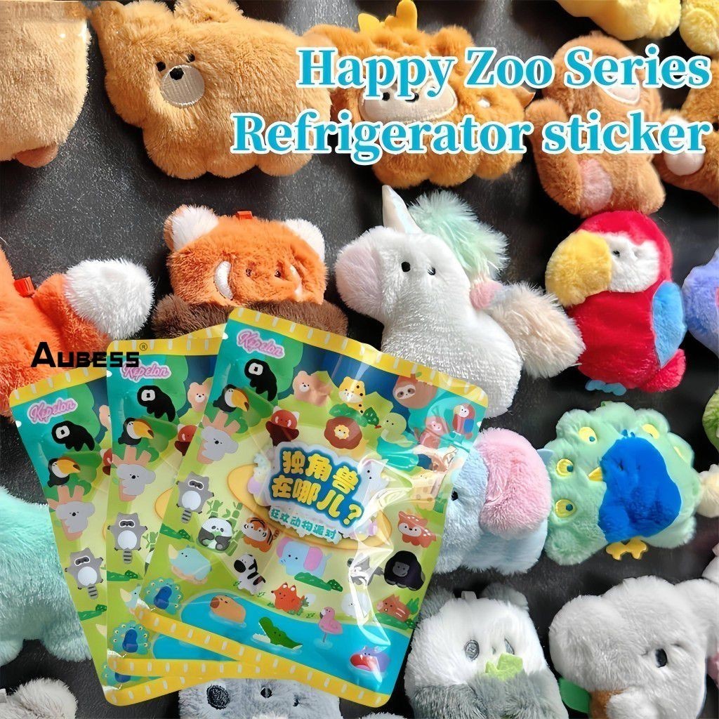 1/5pcs Plush Refrigerator Sticker,original Happy Zoo Animal&ocean Small ...
