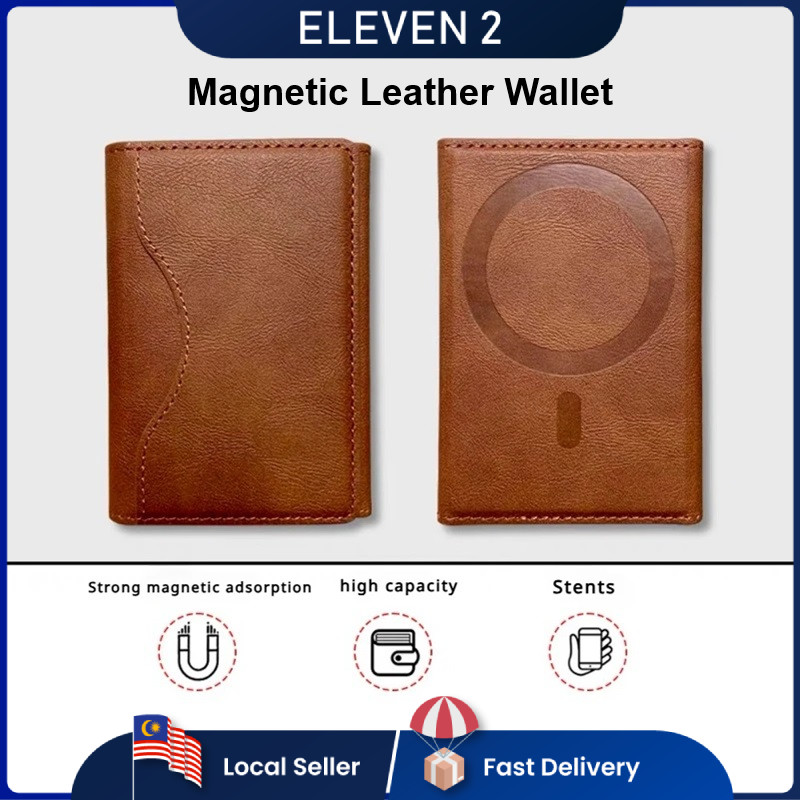 Premium Magnetic Leather Trifold Card Holder Wallet with Wallet Case ...