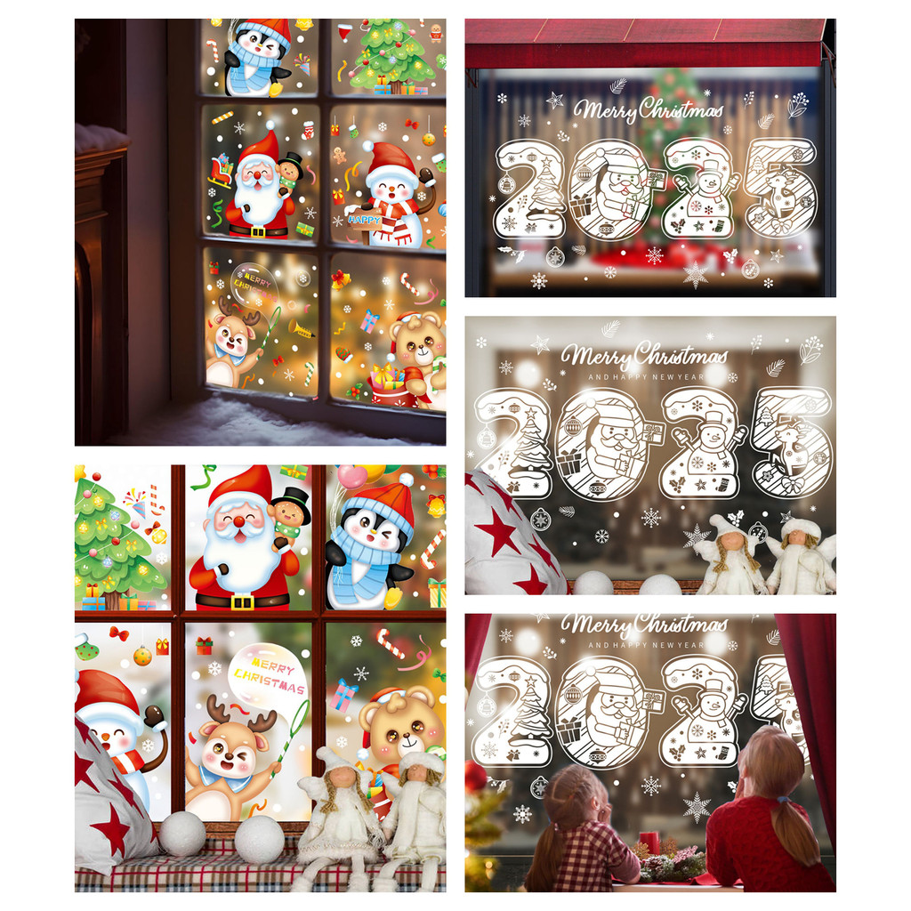 Christmas Windows Stickers Snowflakes 2025 Wall Window Clings Door ...