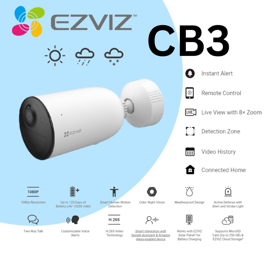 HIKVISION EZVIZ WIFI CCTV CAMERA CB3 IP Camera 1080P Full HD Wireless ...