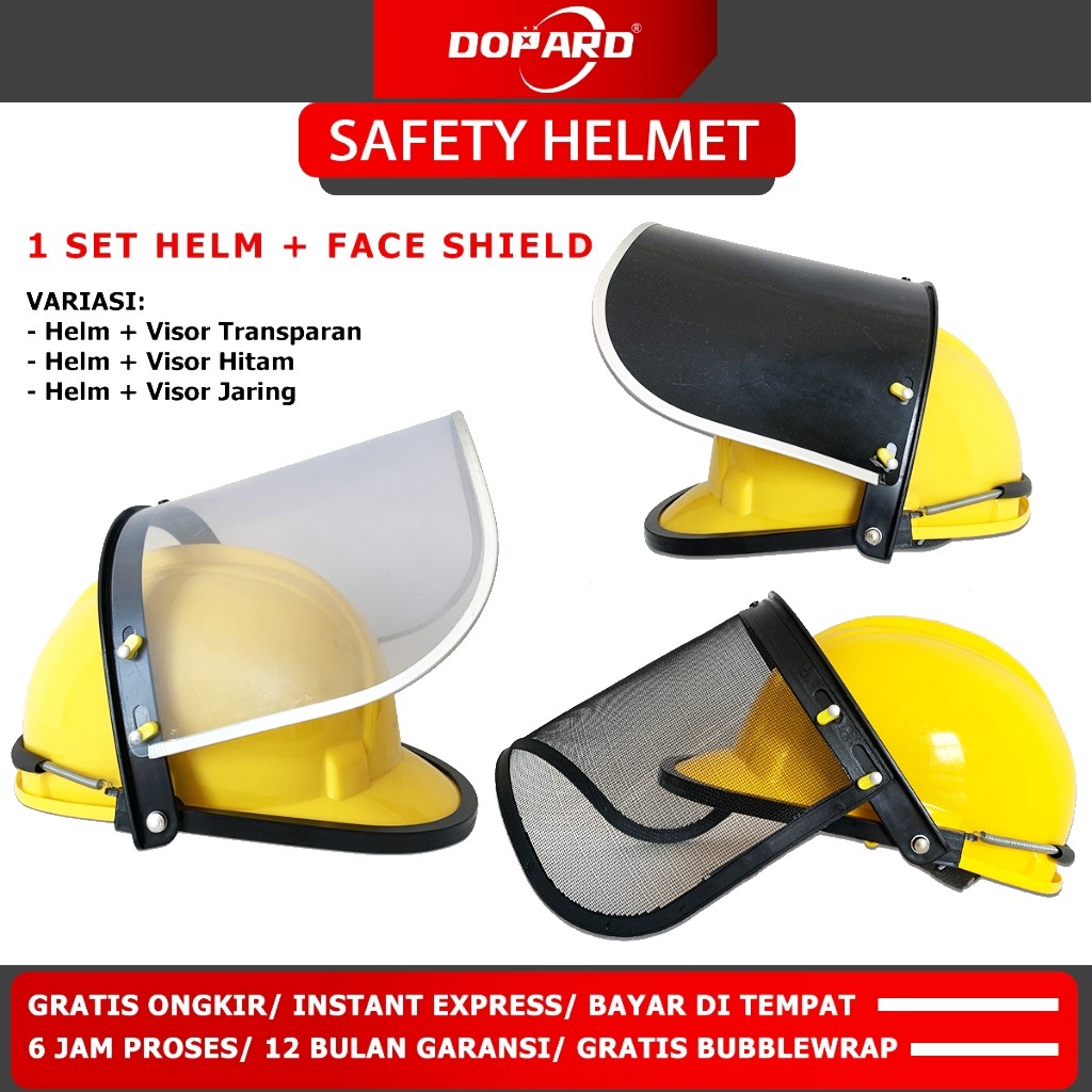 1 Set Safety Helmet + Face Shield Visor + Bracket Personal Protective ...
