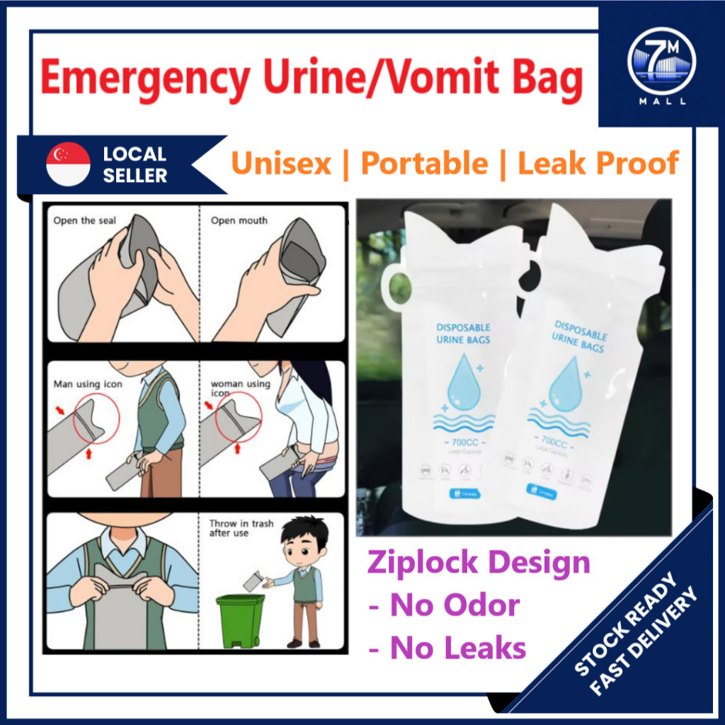 🇸🇬 Emergency Urine Vomit Bag | Unisex Disposable Car Sea Boat Travel ...