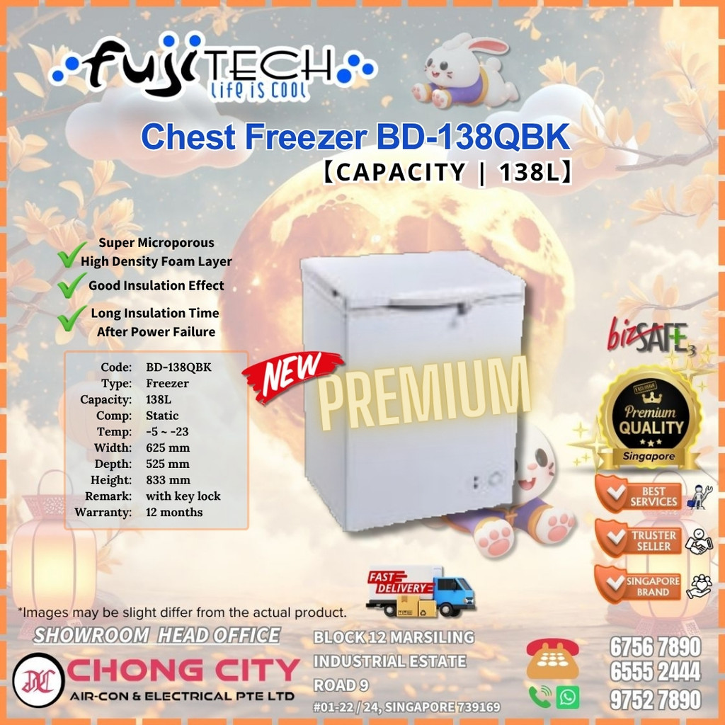FUJITECH Single Door CHEST FREEZER BD-138QBK | Shopee Singapore