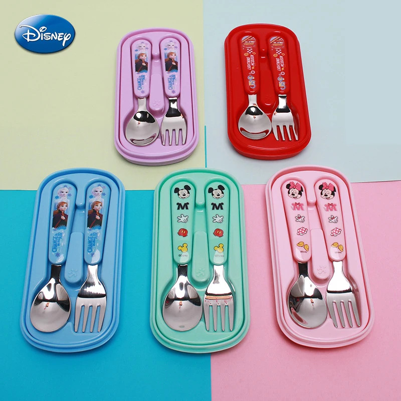 Disney Mickey Minnie Mouse Fork Spoon Cutlery Tableware Set Frozen Elsa ...