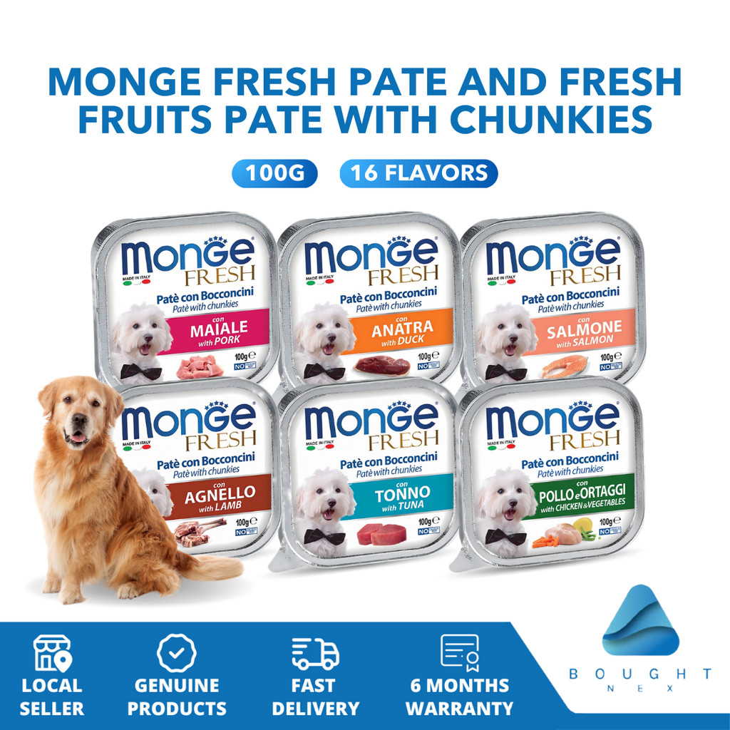 Monge Fresh Pate & Fruits 100g - Variety of Flavors, Nutritious Dog Wet ...