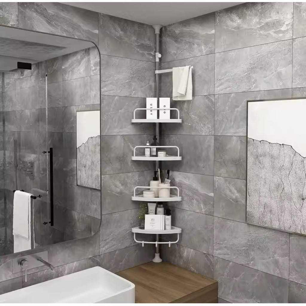 4 Tier Adjustable Stretch Corner Bathroom Rack Shower Racks Toilet ...