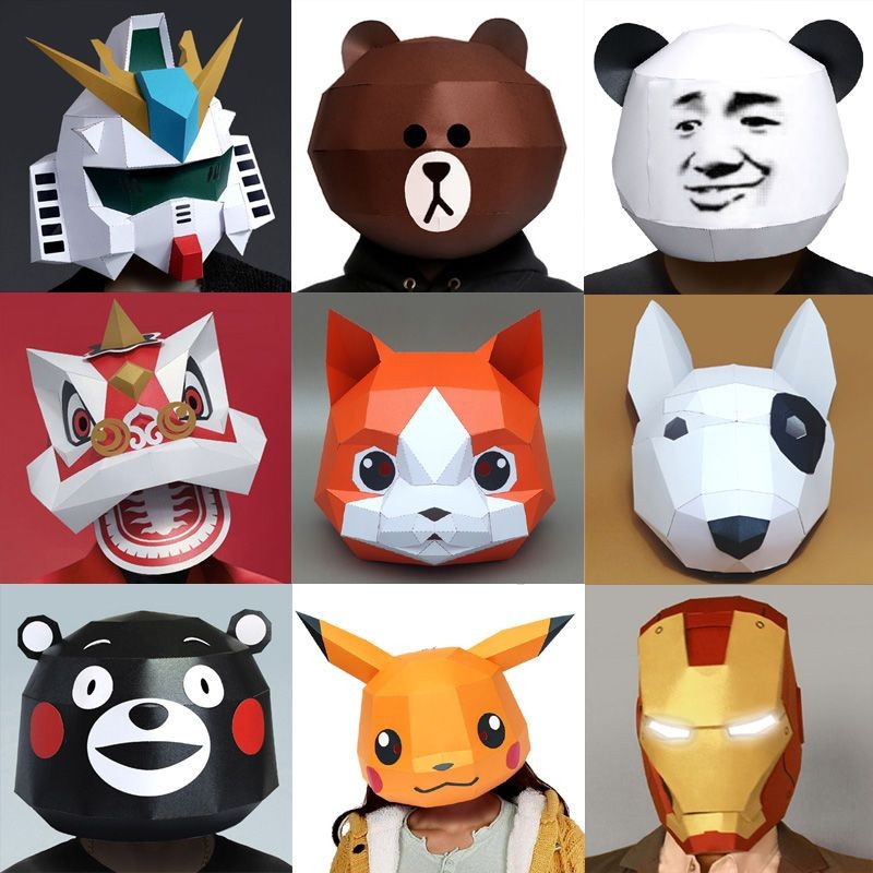 Cartoon Cute Cat Headgear Animal Full Face Live Mask 3d Paper Model ...