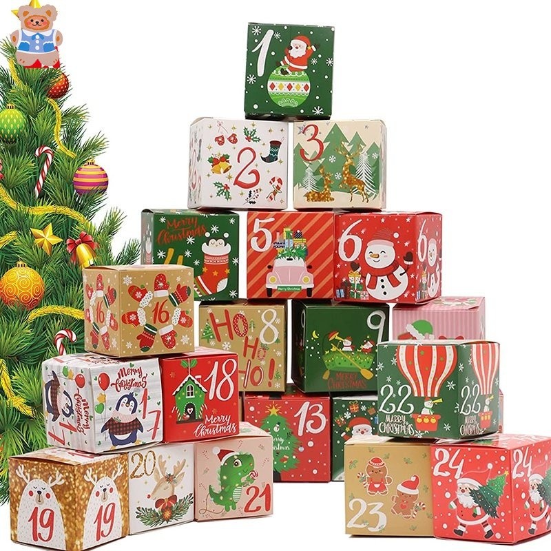 [YKD]Christmas Candy Box Christmas Countdown Numbers Gift Box Cookie ...