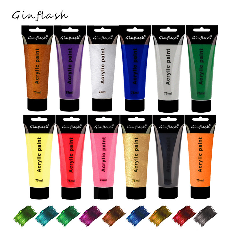 Ginflash 1pc 75ml/tube Acrylic Paint Glitter art Paints drawing DIY ...