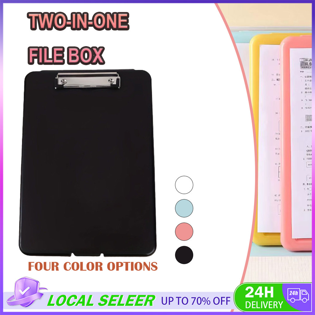 2In1 A4 File Folder with Storage Writing Board Clip Document File box ...