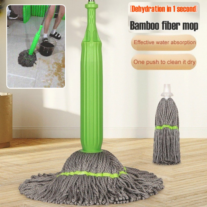 1-Second Dehydration 】 Bamboo Fiber Self Twisting Rotating Mop/Hand ...