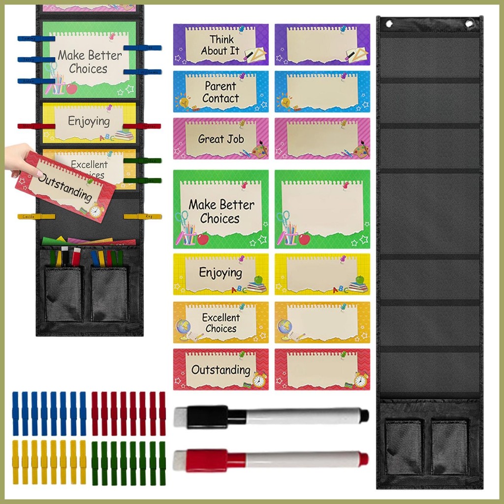 Behavior Pocket Chart 49PCS Educational Behavior Clip Chart for ...