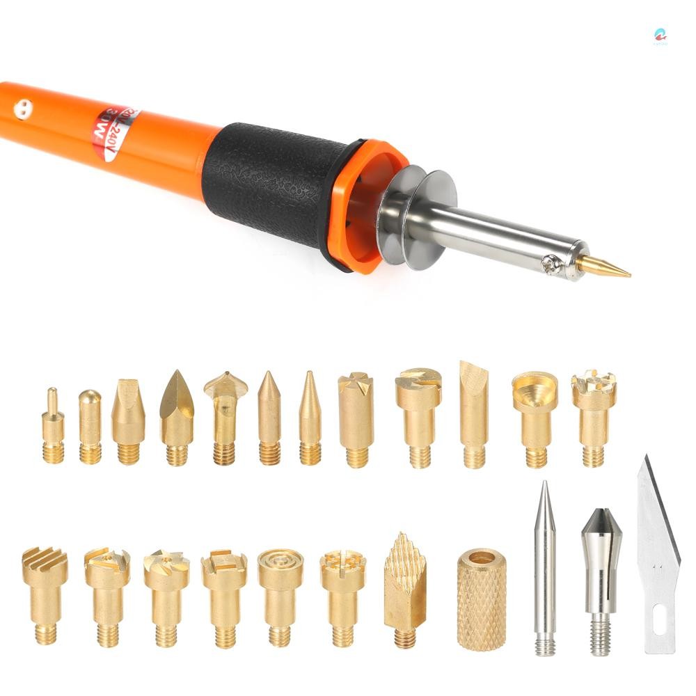 30W 24PCS Wood Pyrography Tool Set Wood Burning Kit Woodburning Tips ...