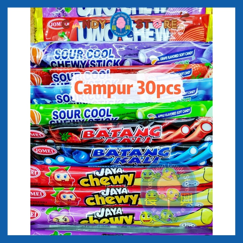 Mixed 30pcs Chewy Candy (Barang Kali / Sour Cool Chewy / UNO Chew ...