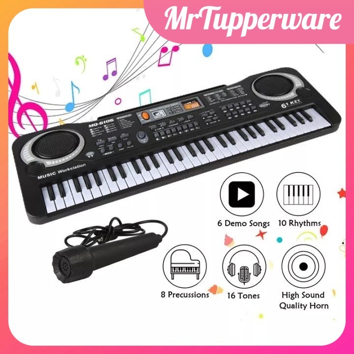 61 Keys Digital Electronic Piano Keyboard 16 Tones 10 Rhythms 6 Demo ...