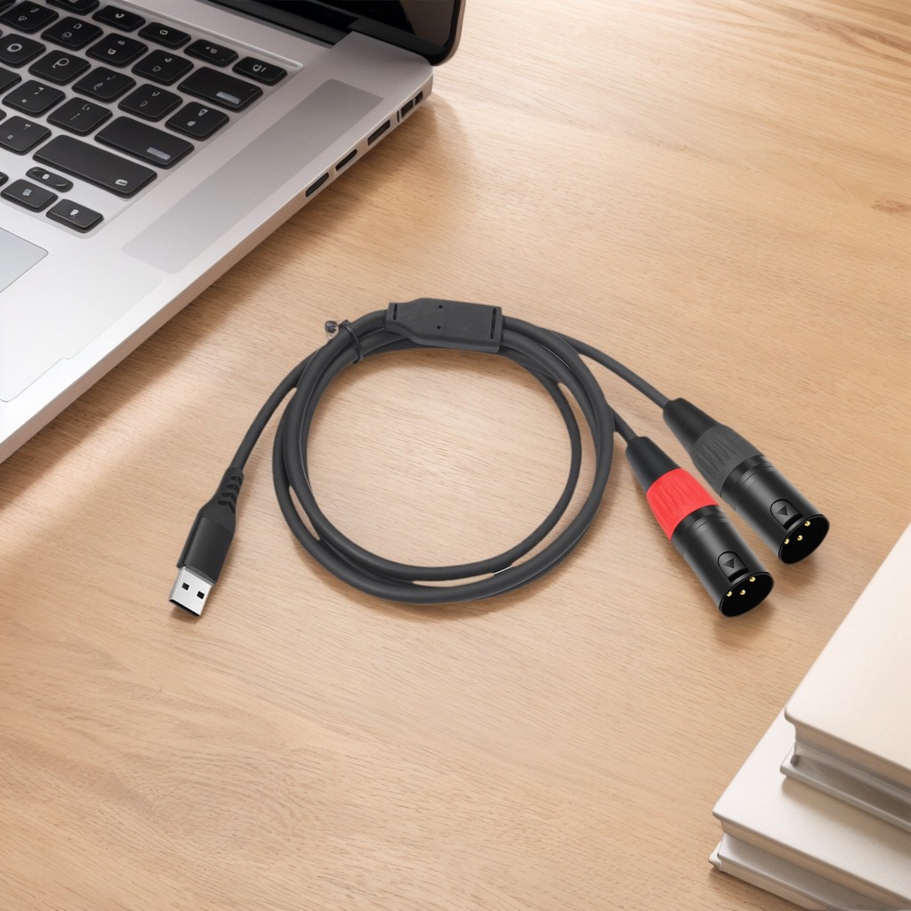USB To Dual XLR Male Output Cord PC USB To Stereo Audio Cable Converter ...