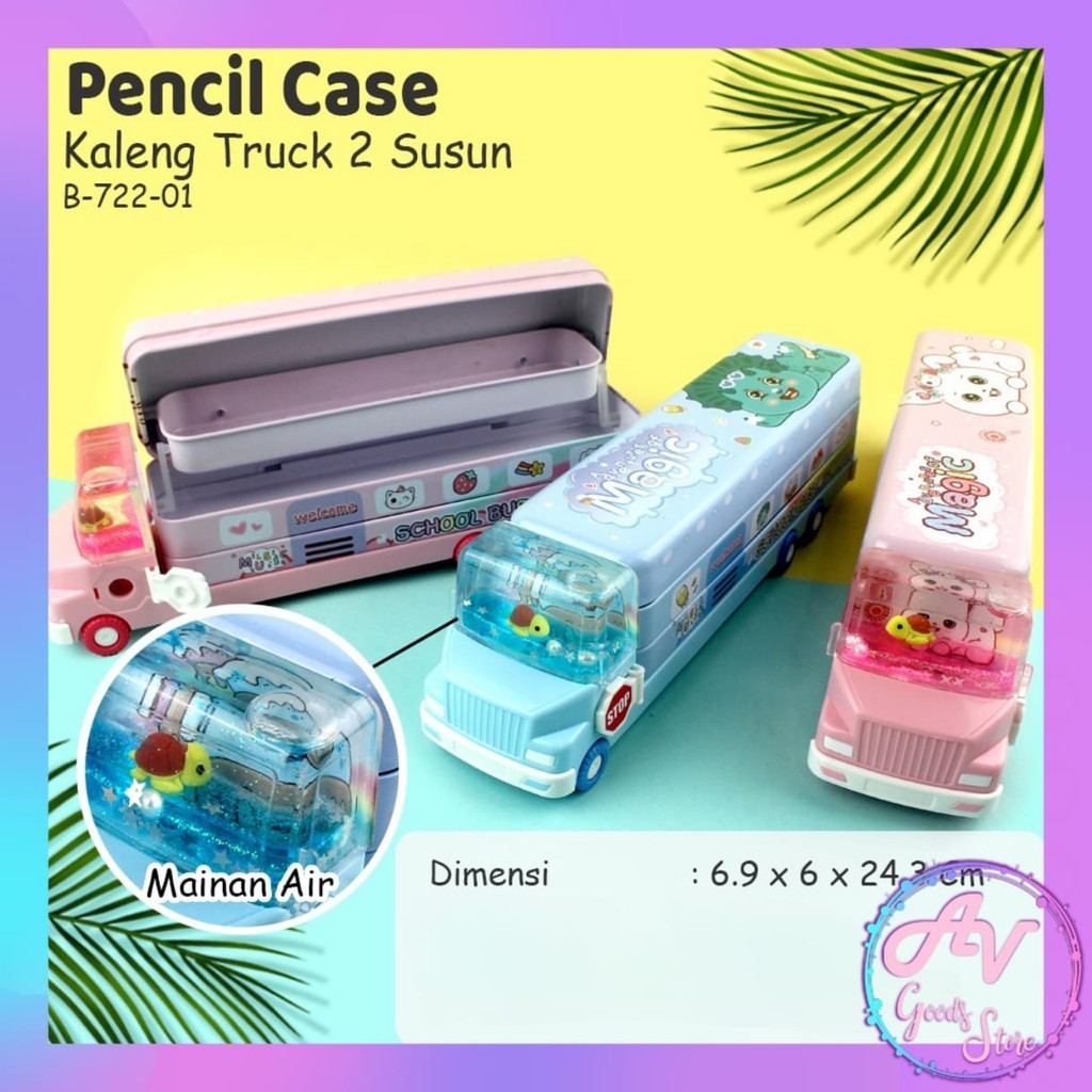 Truck STACKING CAN PENCIL BOX + WATER TOY XLJ B722-01 / FANCY CHARACTER CANNED PENCIL BOX ...